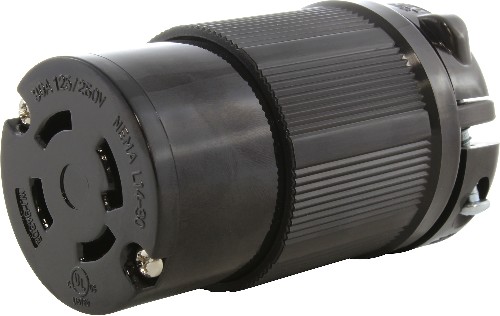 AC Connectors 30-Amp 125/250-Volt NEMA L14-30r 4-wire Grounding Heavy-duty Locking Connector, Black